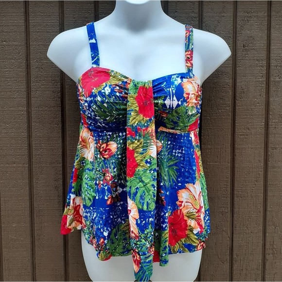 Swimsuits For All | Swim | Swimsuits For All Tropical Red Blue Floral ...